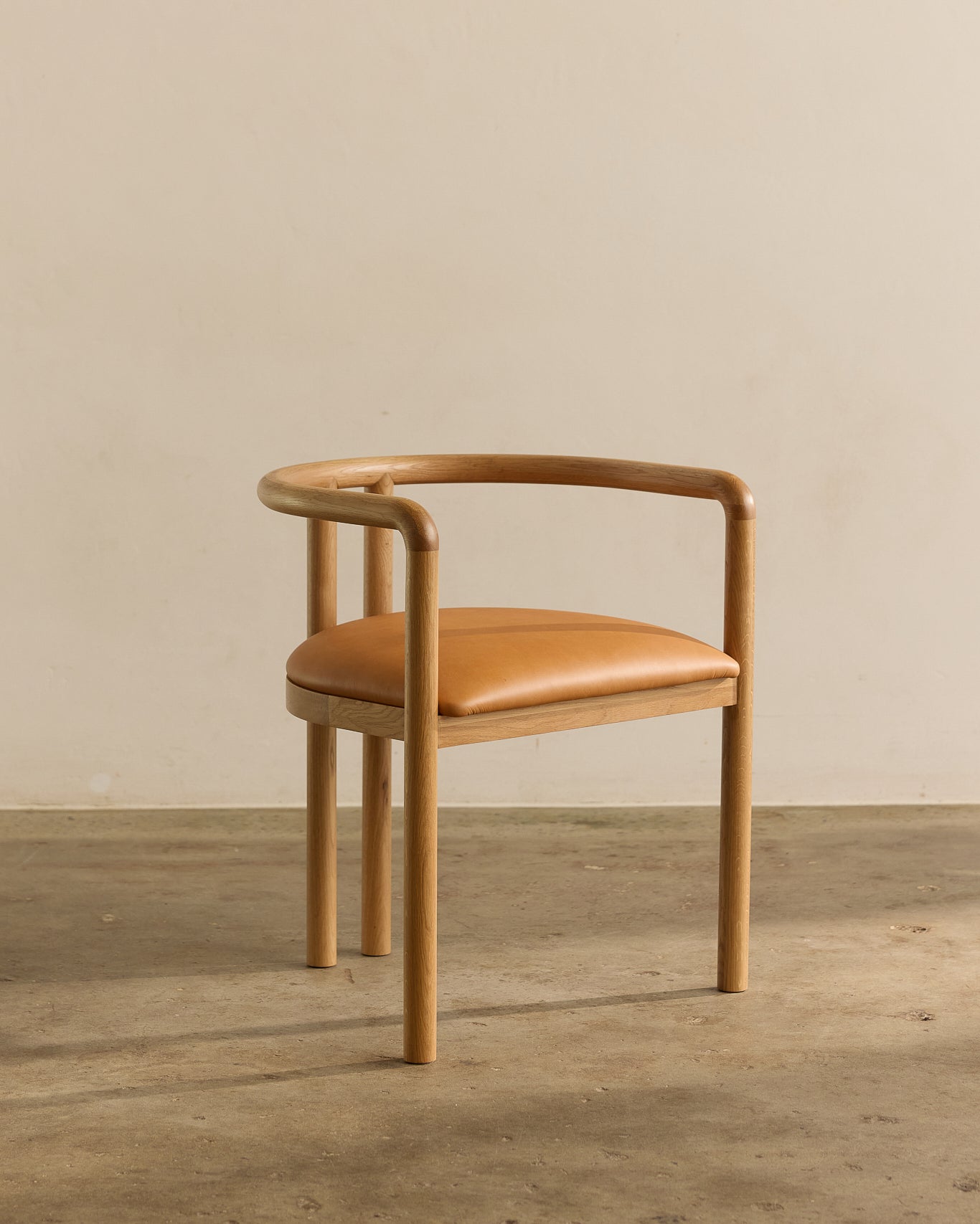 Elio Caramel Leather and Oak Dining Chair | Fleur Studios