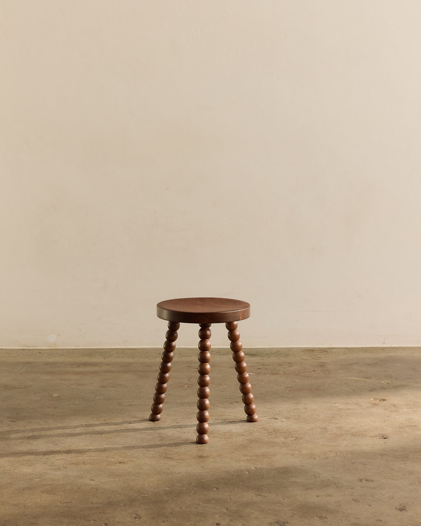 Cleo Organic Small Stool in solid Walnut | by Fleur Studios