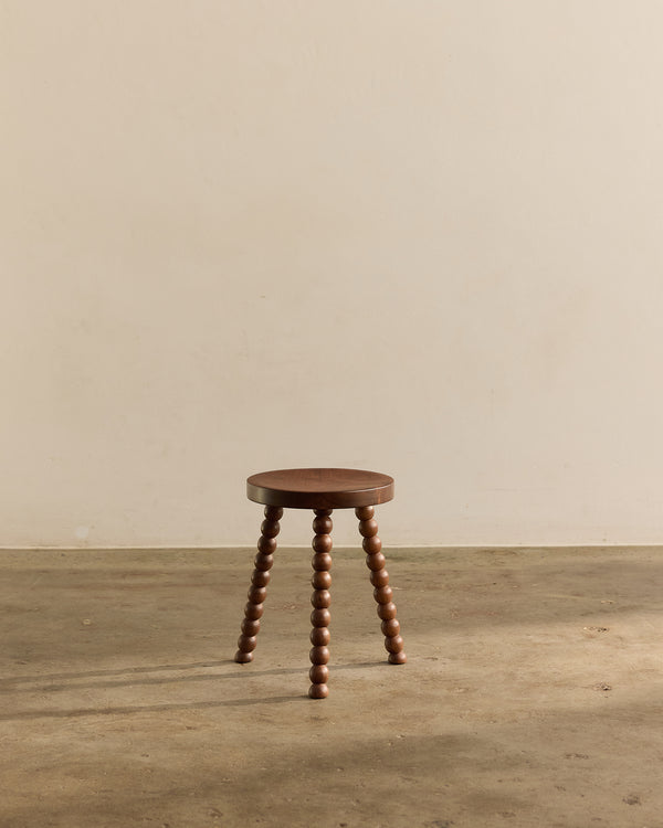 Cleo Organic Small Stool in solid Walnut | by Fleur Studios