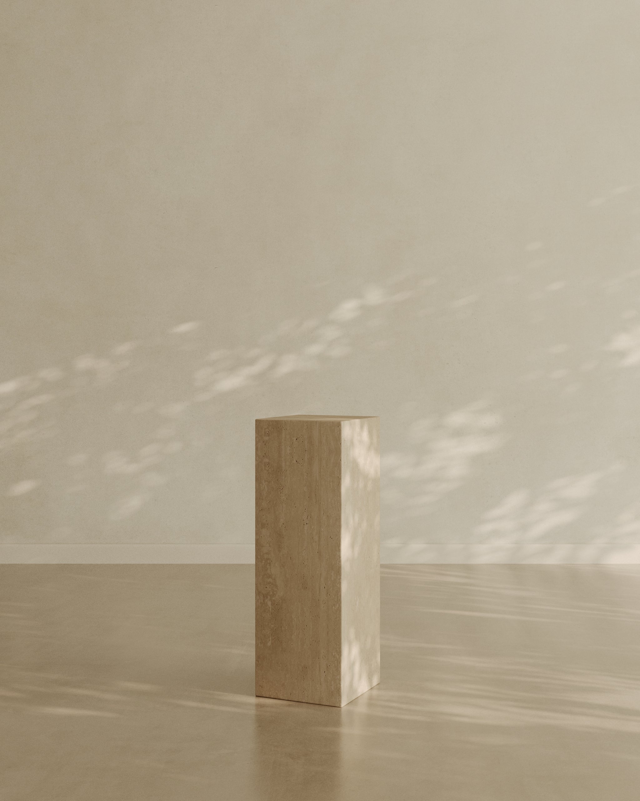 Plinth Tall Cream Travertine Marble | by Fleur Studios