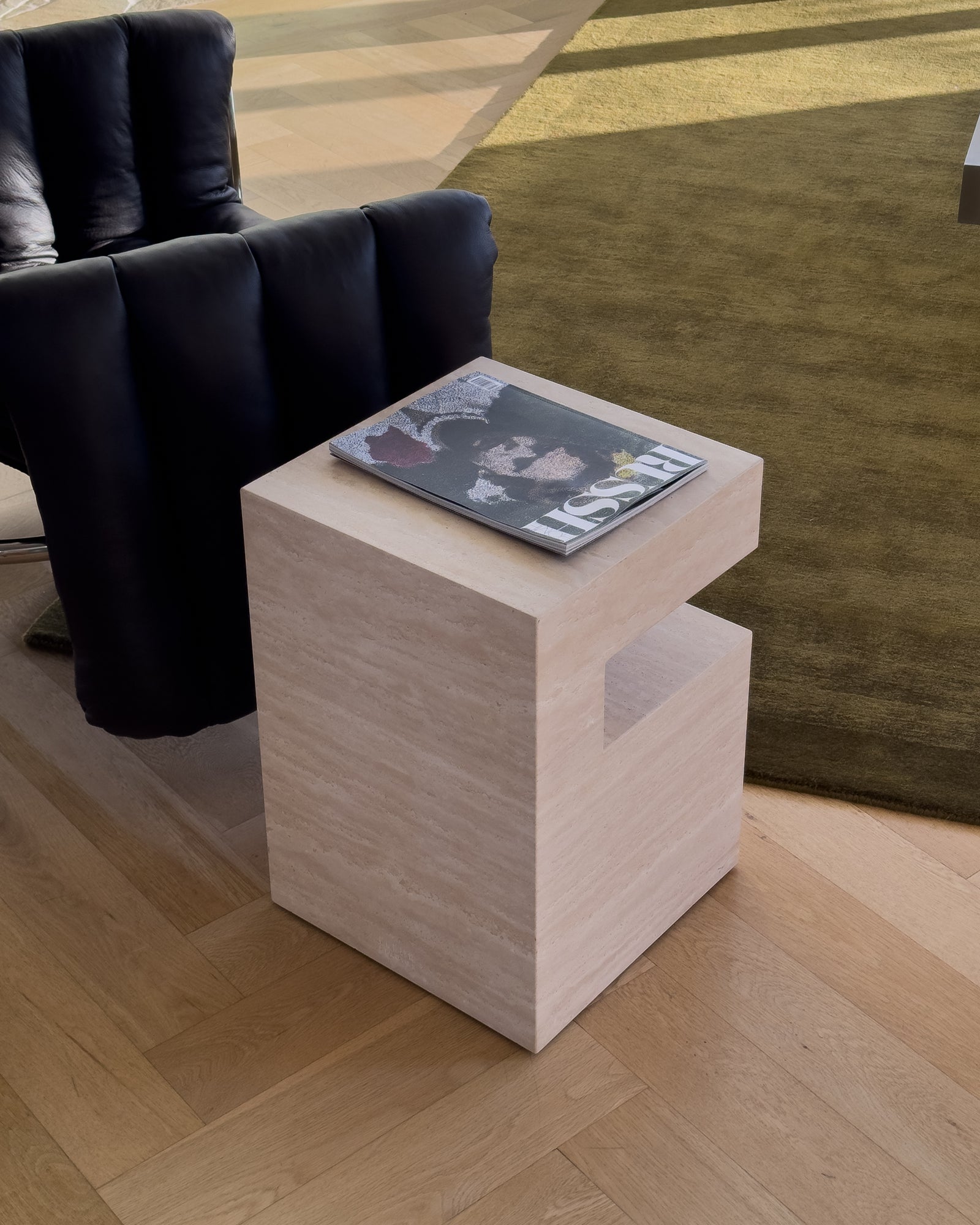 Cookie Marble Side Table - Cream Travertine | Fleur Studios