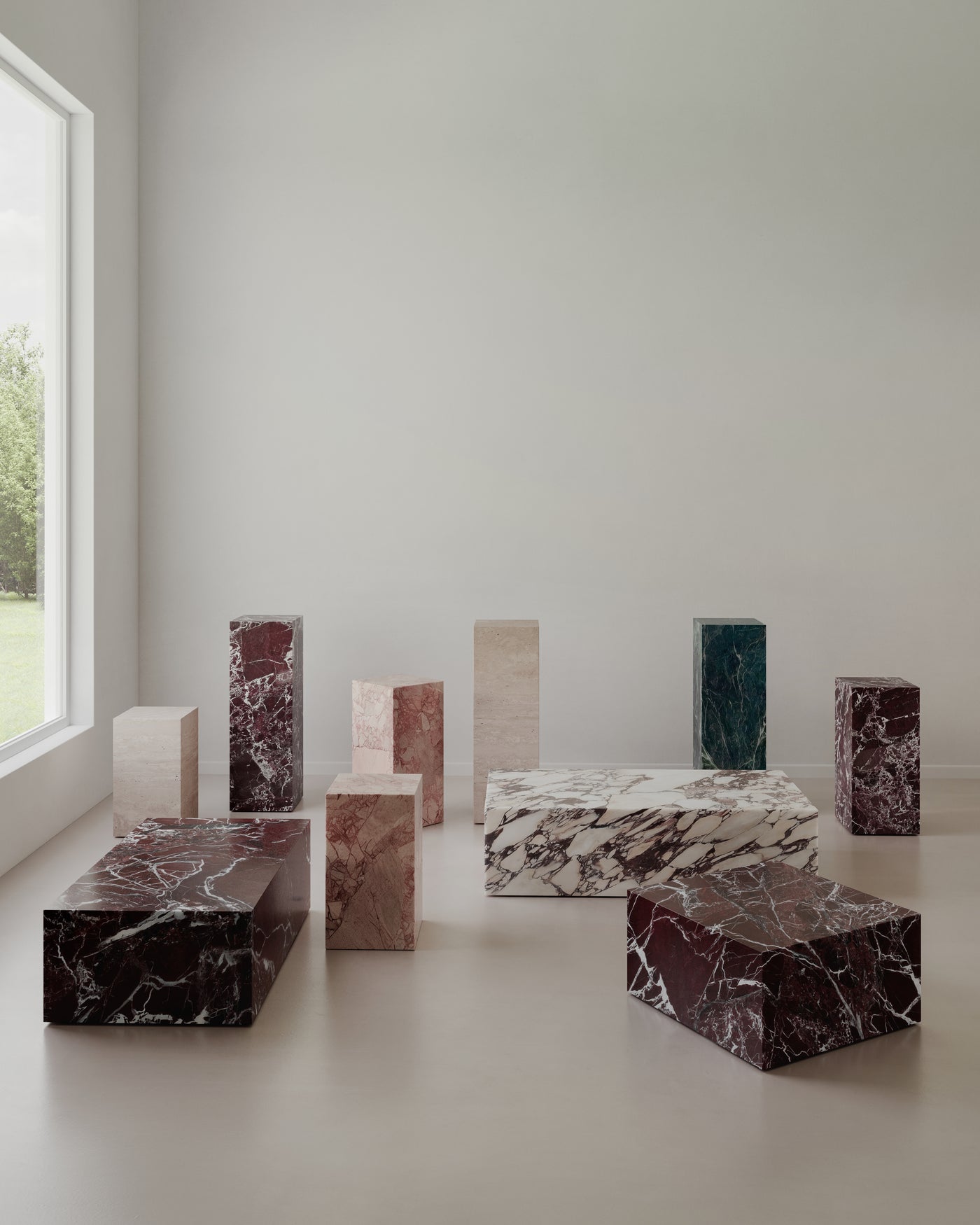 Plinth Tall Side Table Rosa Levanto Marble | Fleur Studios