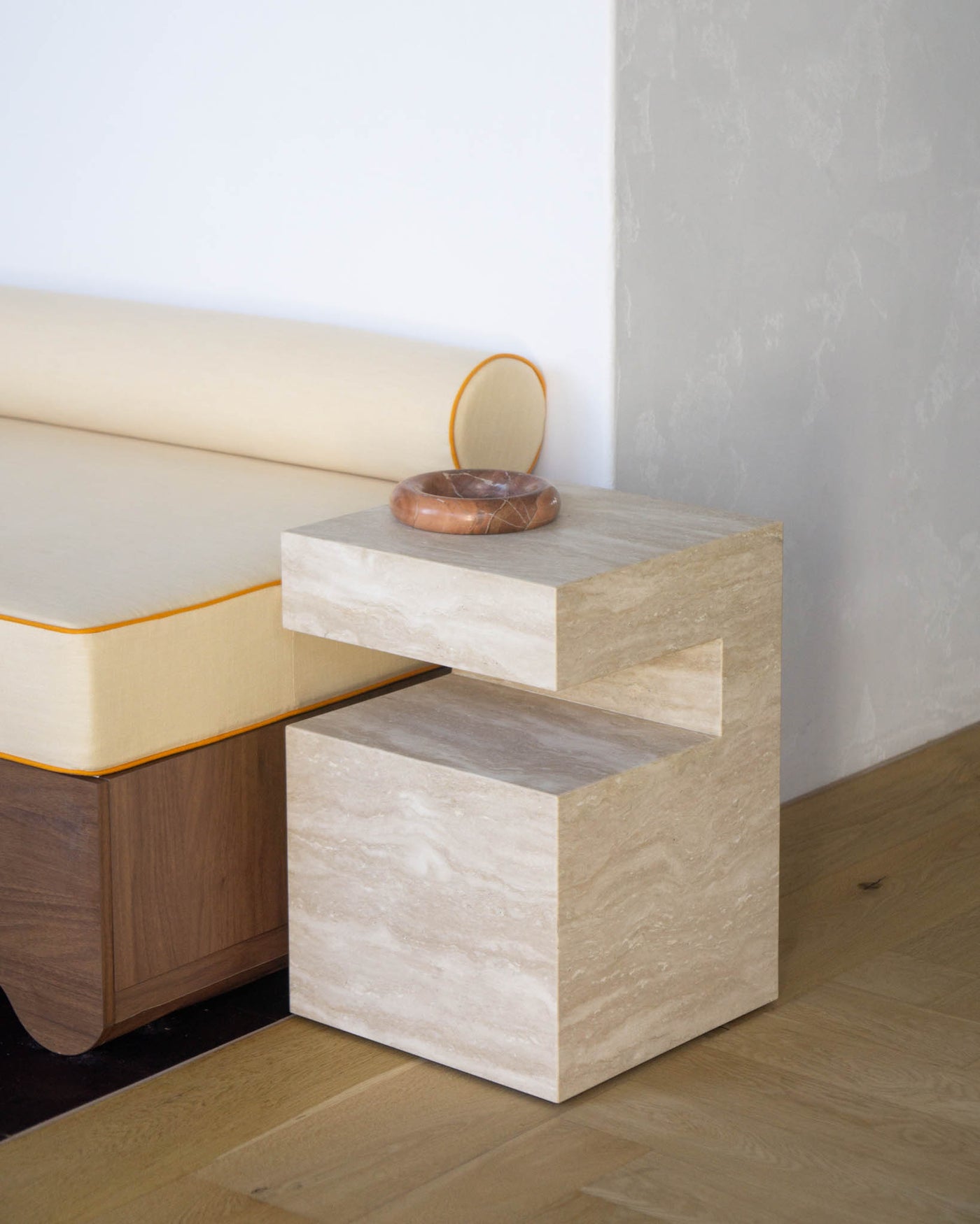 Cookie Marble Side Table - Cream Travertine | Fleur Studios