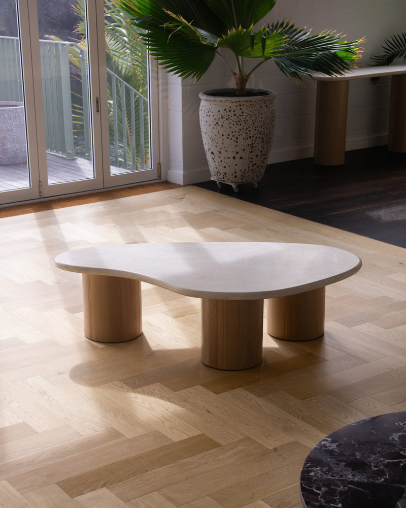 Pebble Collection | Oak Timber Marble Side Tables Online Australia