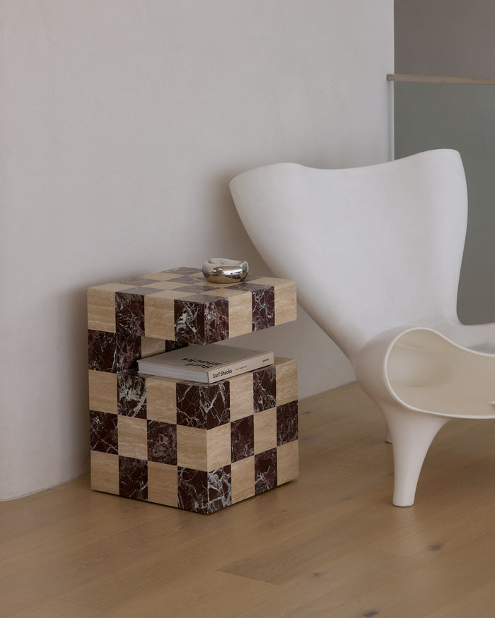 Cookie Marble Side Table - Cream Travertine | Fleur Studios