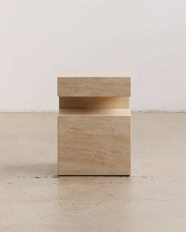 Cookie Marble Side Table - Cream Travertine | Fleur Studios