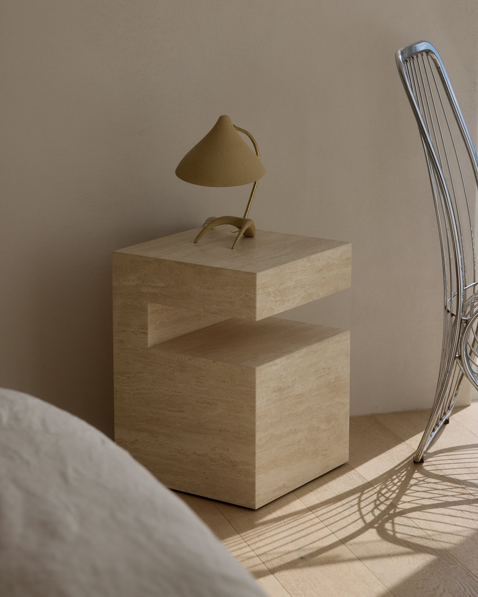 Cookie Marble Side Table - Cream Travertine | Fleur Studios
