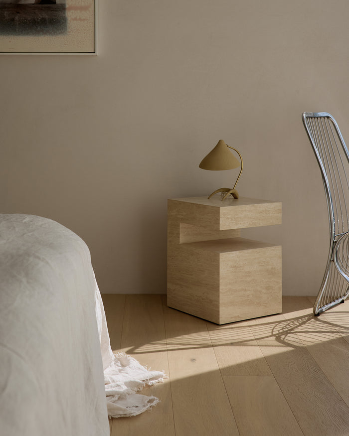 Cookie Marble Side Table - Cream Travertine | Fleur Studios