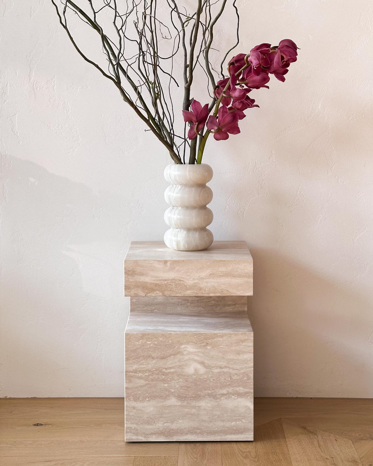 Cookie Marble Side Table - Cream Travertine | Fleur Studios