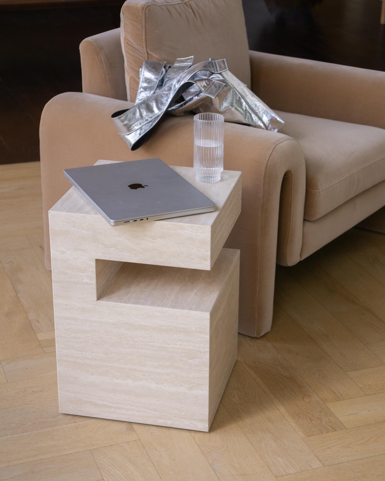 Cookie Marble Side Table - Cream Travertine | Fleur Studios