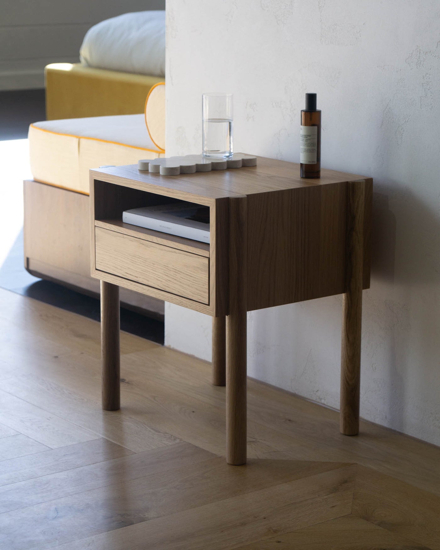 Naomi Oak Luxury Bedside Table | Fleur Studios