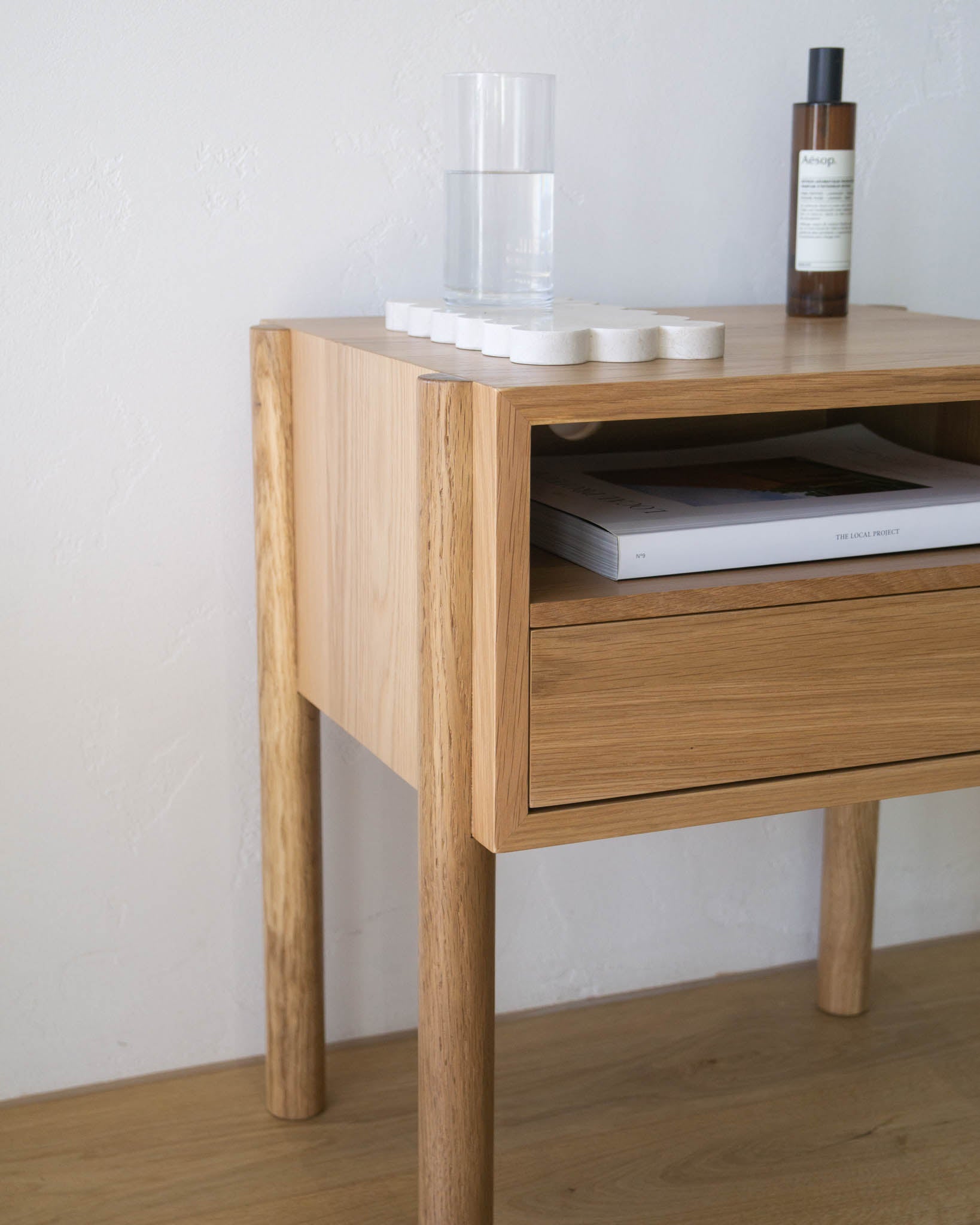 Naomi Oak Luxury Bedside Table | Fleur Studios