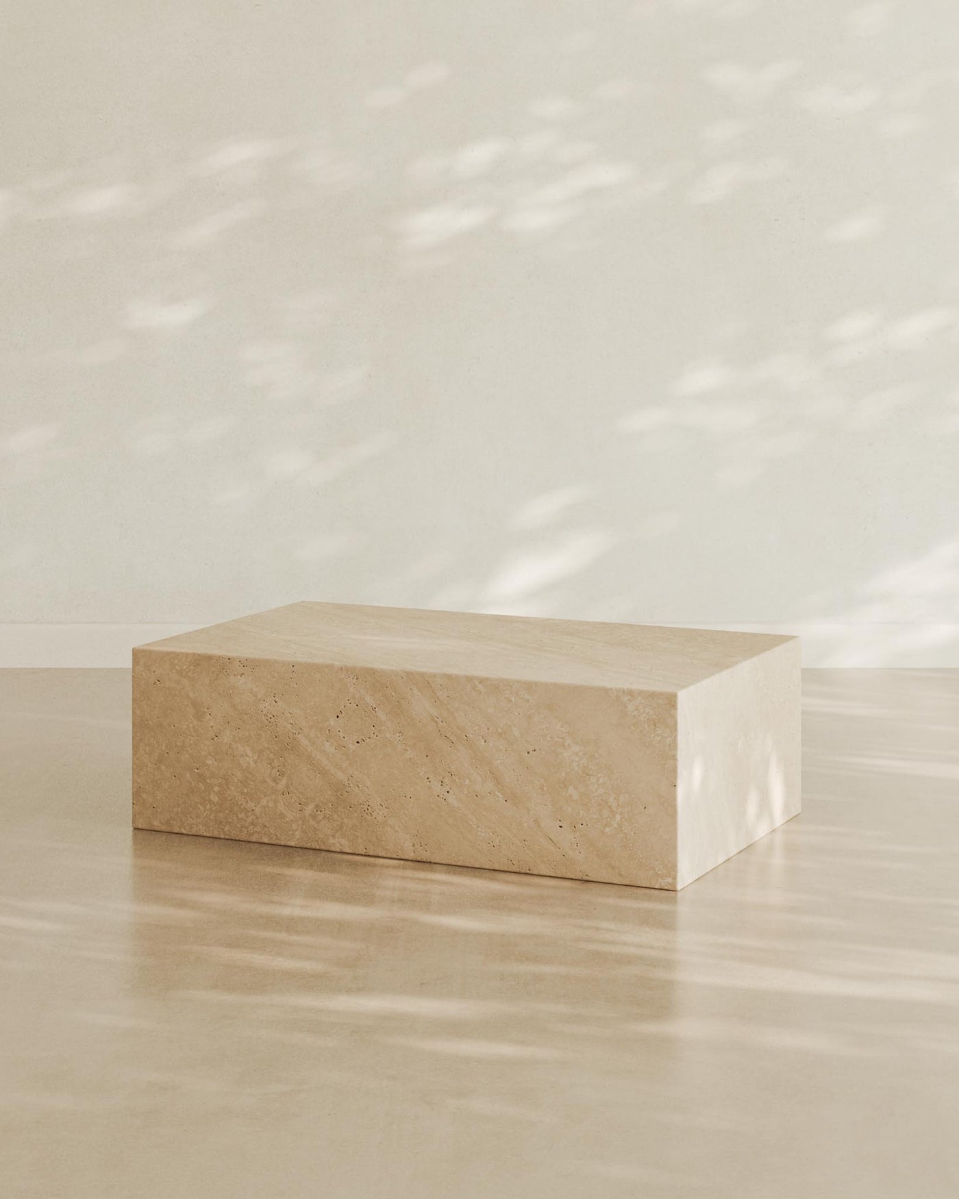 Plinth Rectangle Stone Coffee Table - Cream Travertine | Fleur Studios
