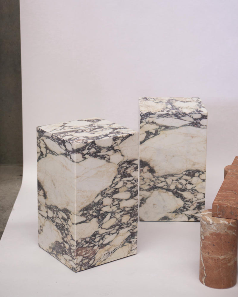 Marble Plinth Small Side Table - Calacatta Viola | Fleur Studios
