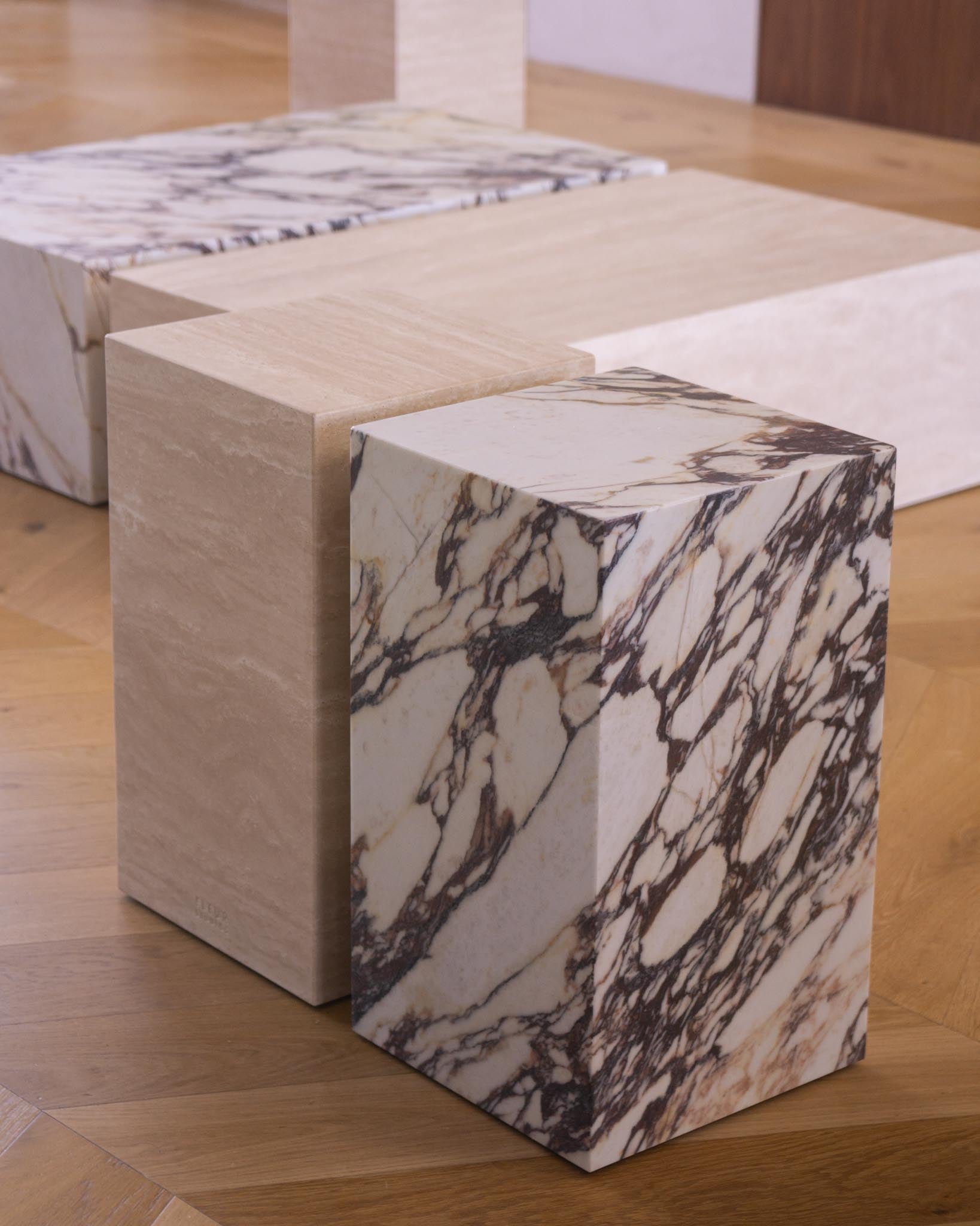 Marble Plinth Small Side Table - Calacatta Viola | Fleur Studios