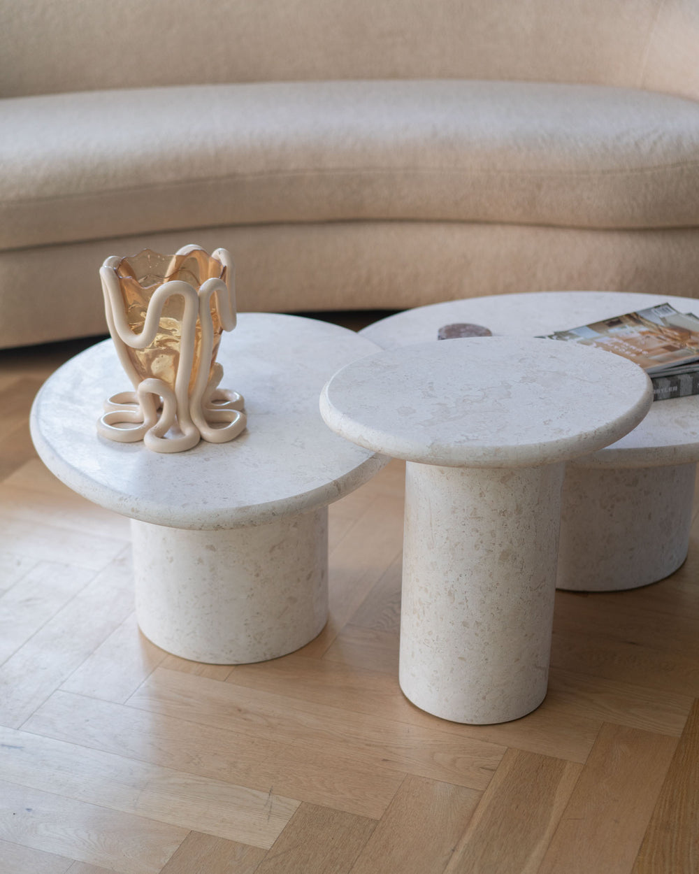 Wabi Round Cream Coffee Table Medium | by Fleur Studios