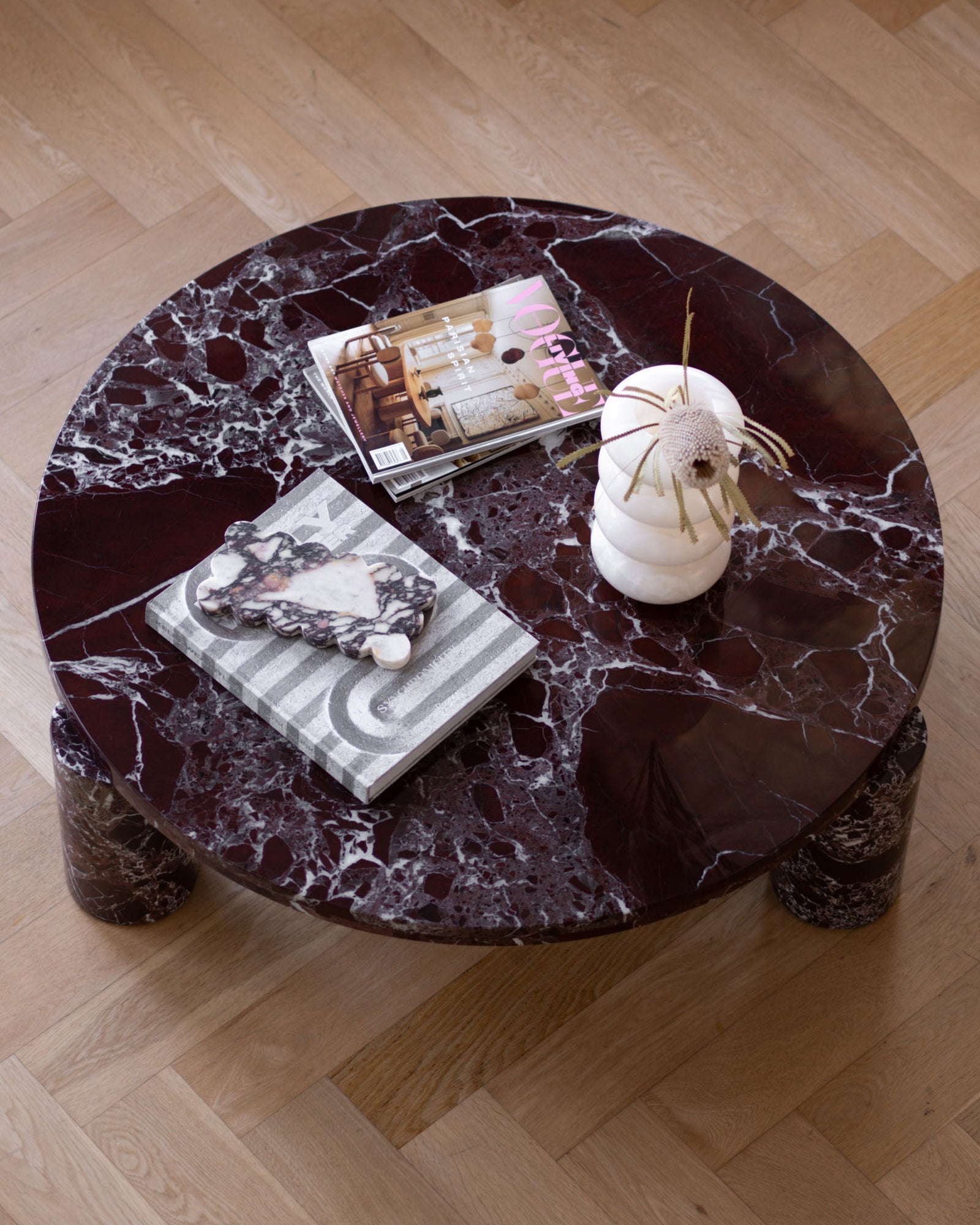 Round Rosa Levanto Marble Coffee Table - Fleur Studios