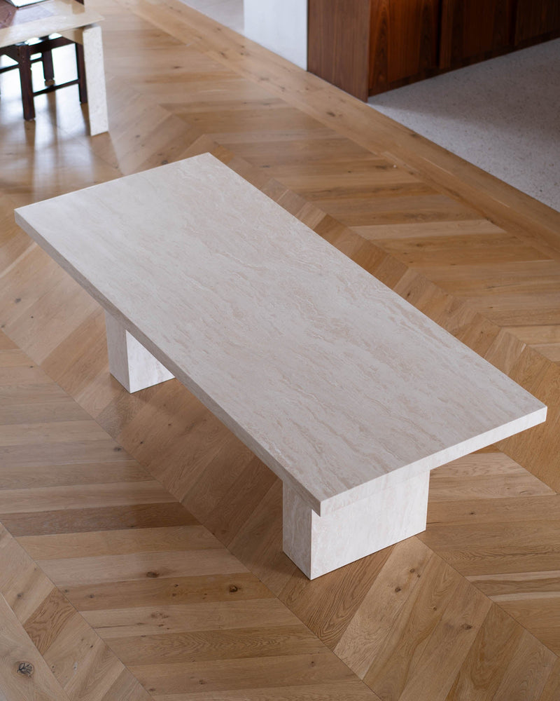 Rectangle Marble Dining Table 2.2m Cream Travertine | Fleur Studios