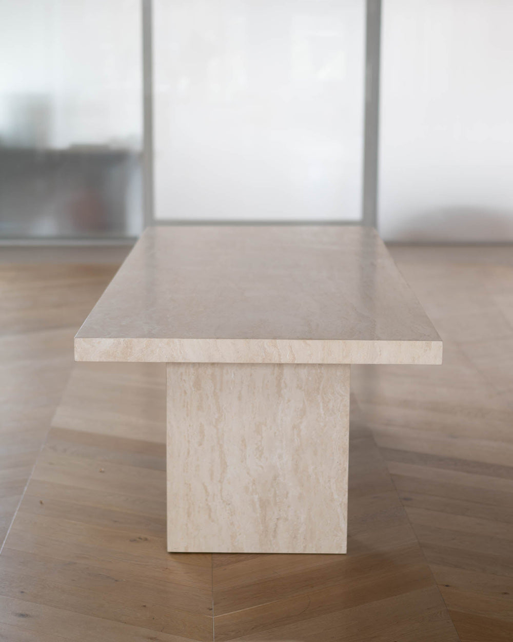 Rectangle Marble Dining Table 2.2m Cream Travertine | Fleur Studios