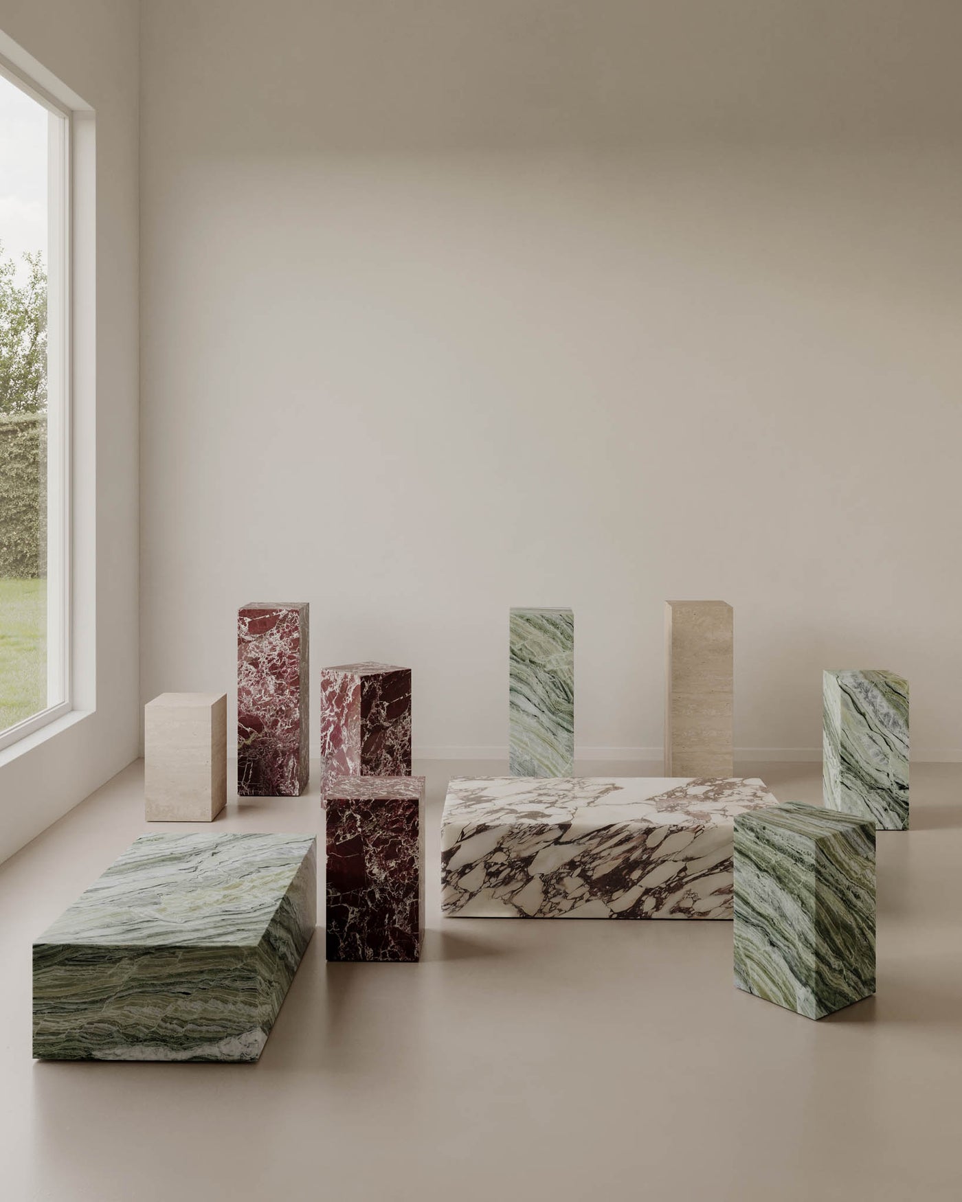 Plinth Small Stone Side Table Cream Travertine | by Fleur Studios