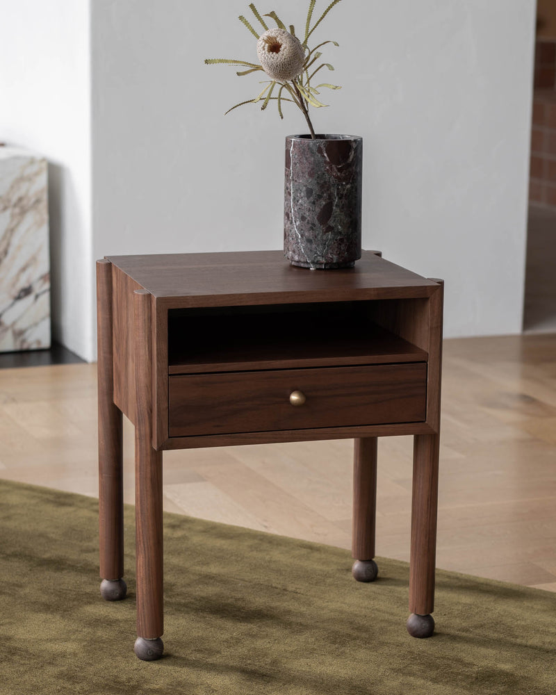 Naomi Walnut Luxury Bedside Table | Fleur Studios