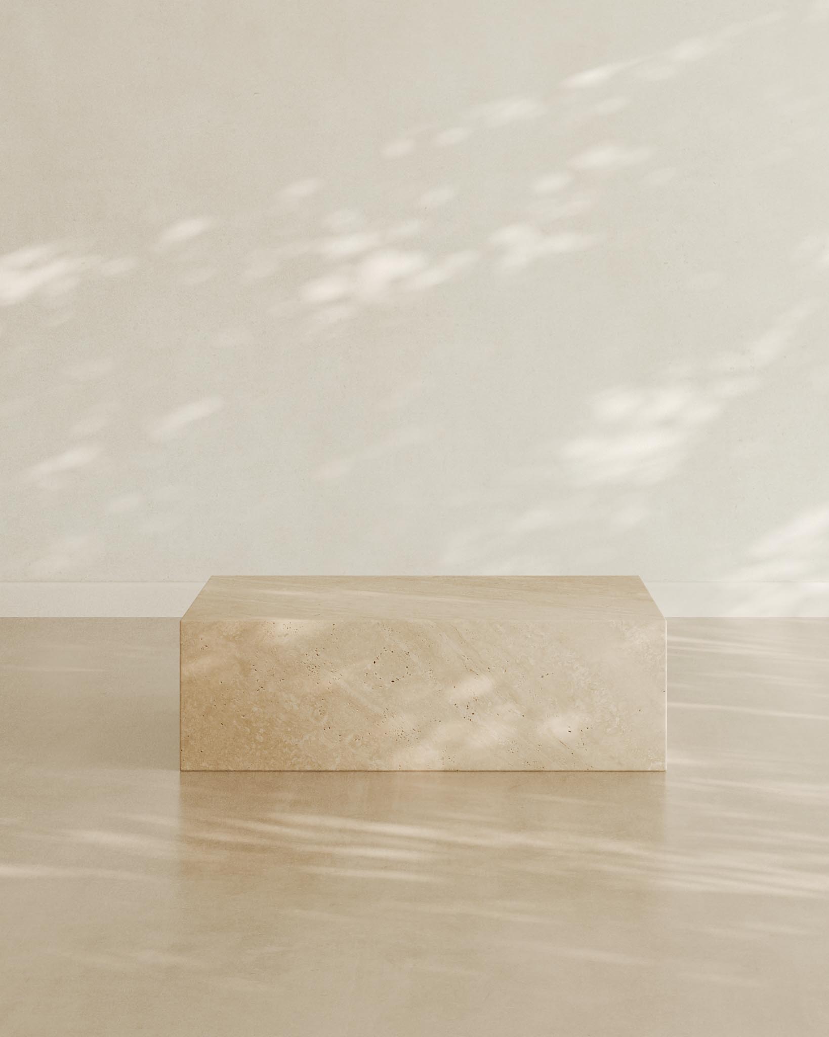 Large Plinth Rectangle Coffee Table - Cream Travertine | Fleur Studios