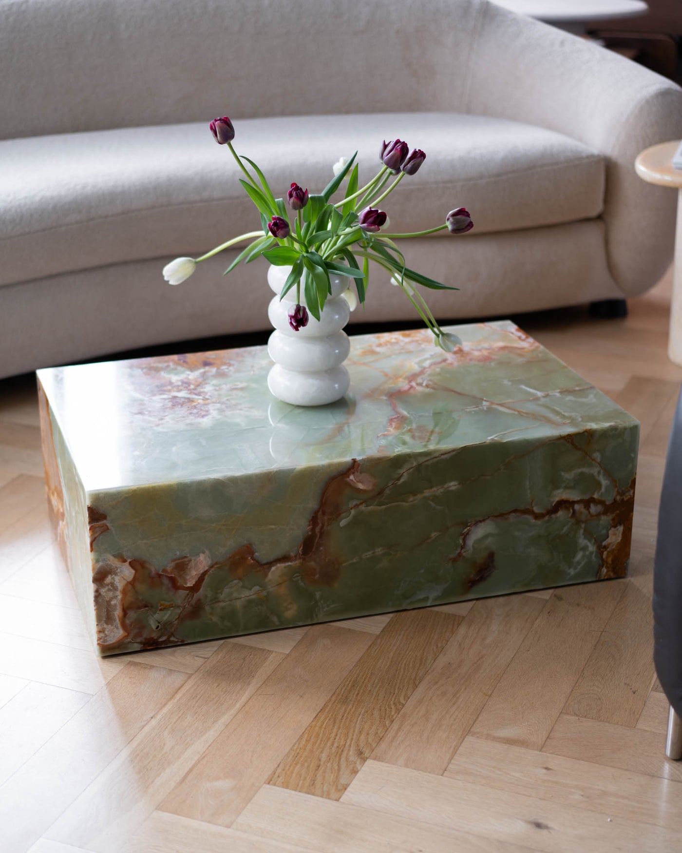 Plinth Rectangle Marble Coffee Table - Green Onyx | Fleur Studios
