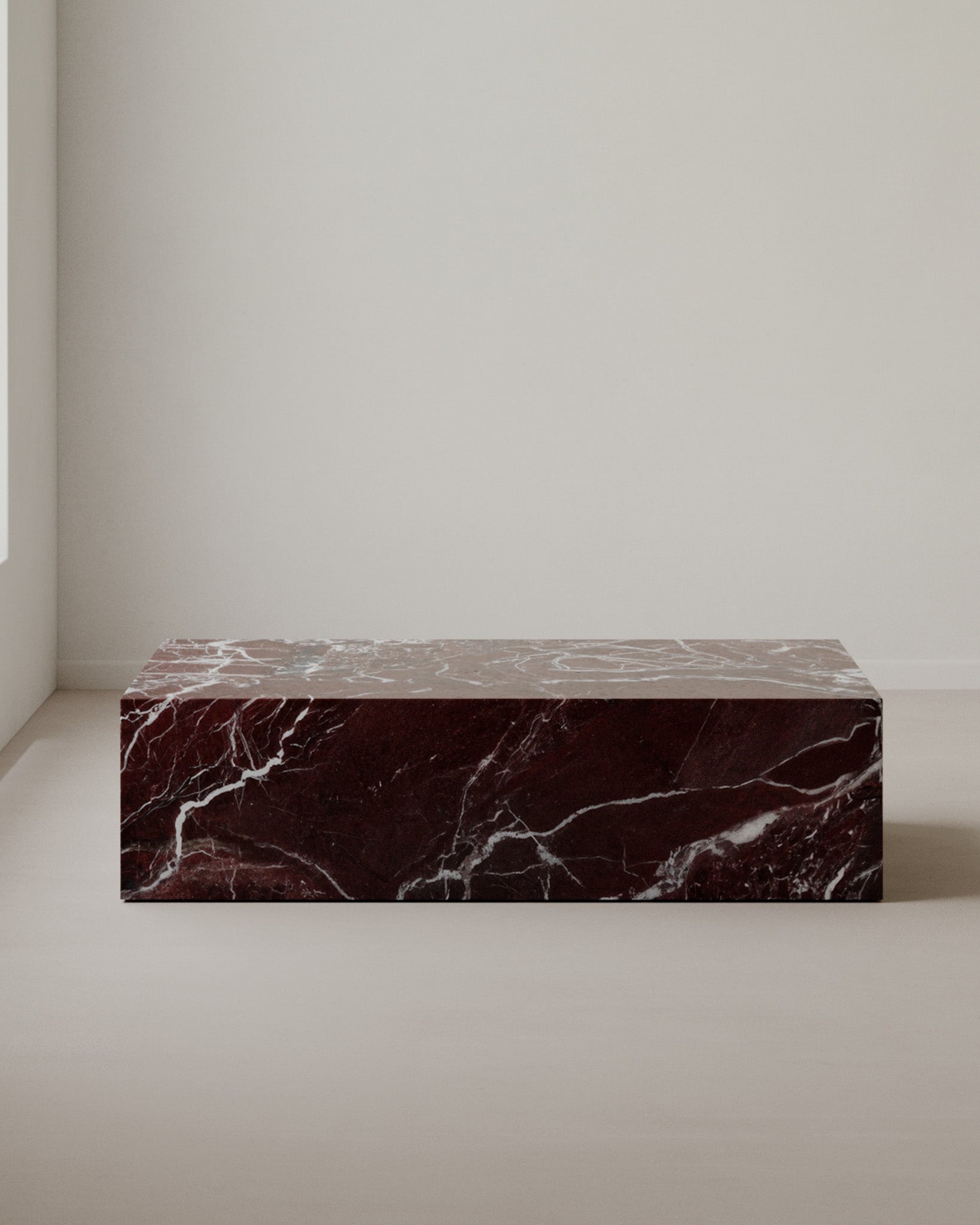 Plinth Rectangle Marble Coffee Table in Rosa Levanto | by Fleur Studios