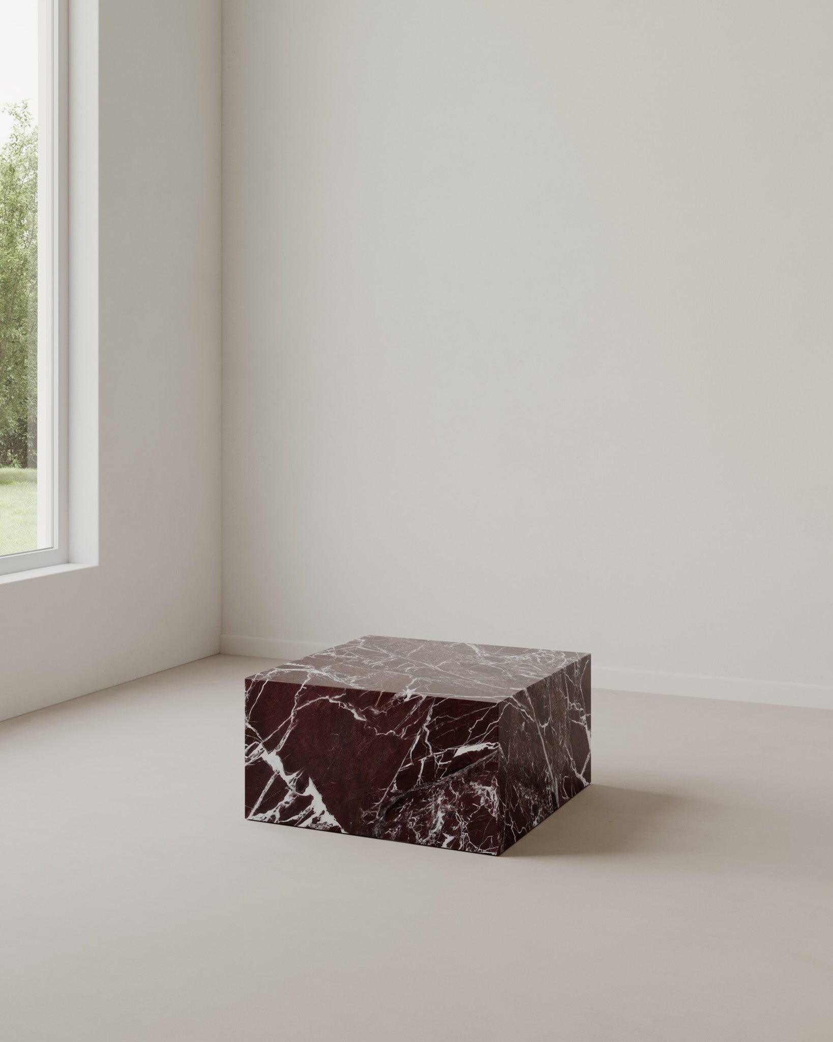Plinth Rectangle Marble Coffee Table - Rosa Levanto | Fleur Studios
