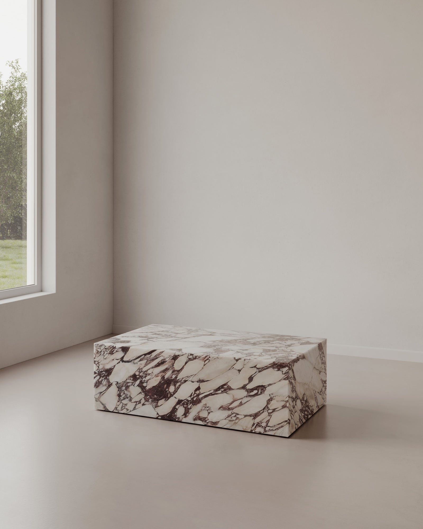 Plinth Rectangle Marble Coffee Table - Calacatta Viola | Fleur Studios