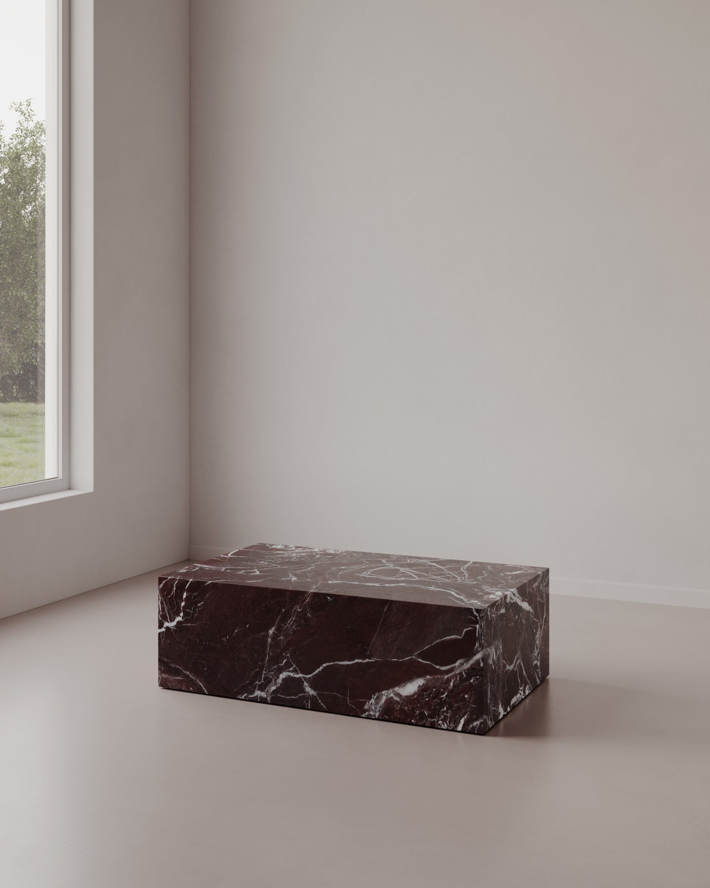 Plinth Rectangle Marble Coffee Table in Rosa Levanto | by Fleur Studios