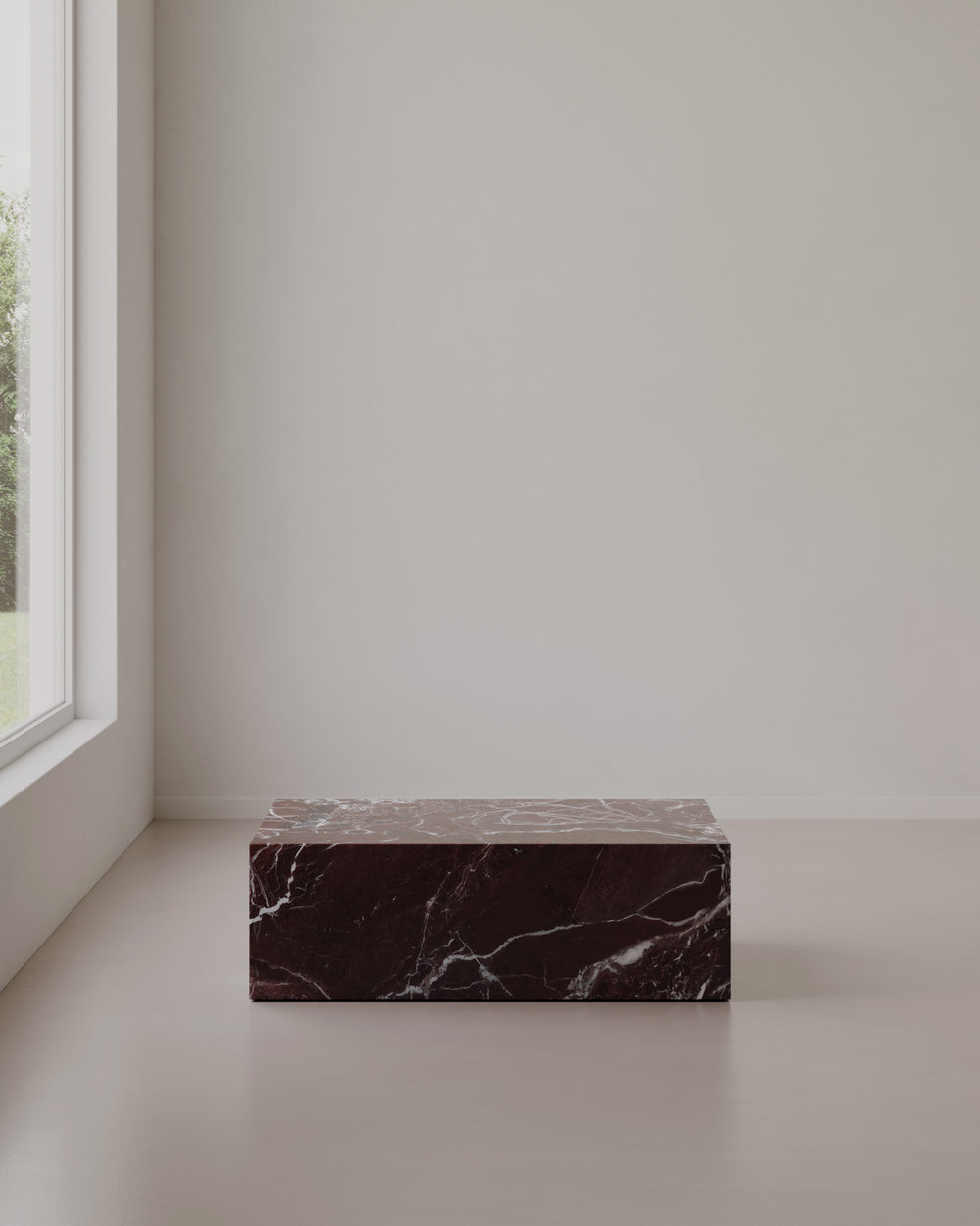 Plinth Rectangle Marble Coffee Table in Rosa Levanto | by Fleur Studios
