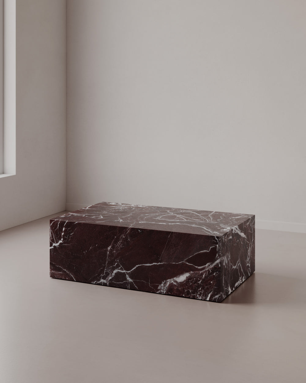 Plinth Rectangle Marble Coffee Table in Rosa Levanto | by Fleur Studios