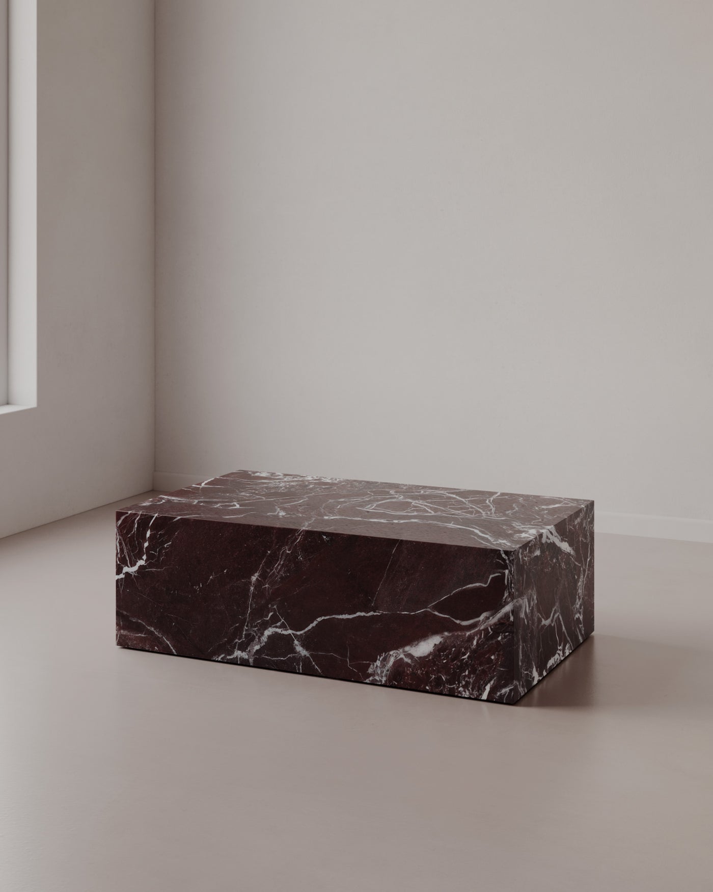 Plinth Rectangle Marble Coffee Table in Rosa Levanto | by Fleur Studios