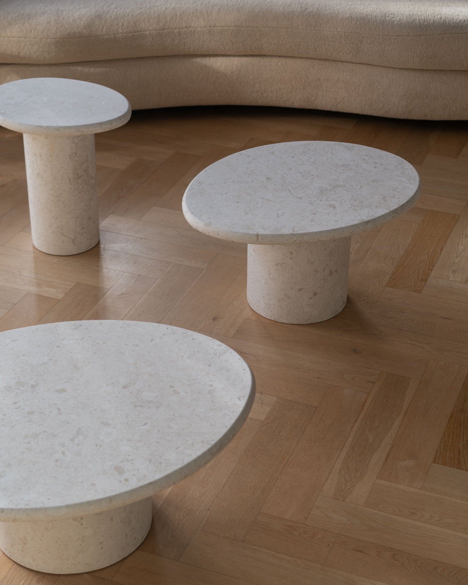 Wabi Round Cream Coffee Table Medium | by Fleur Studios