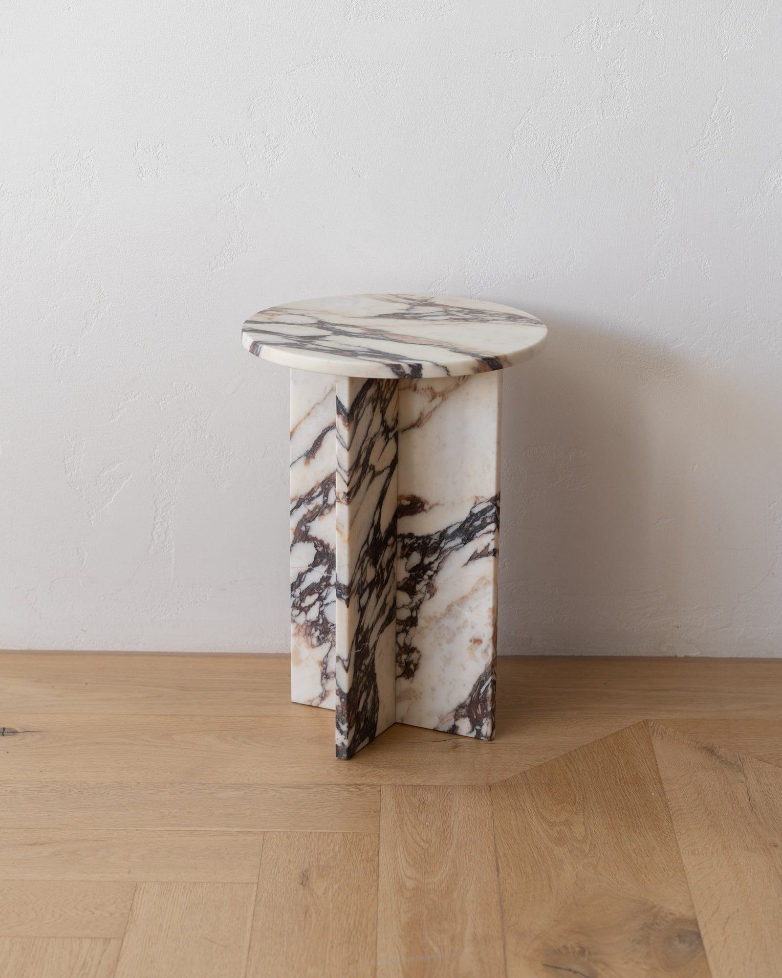 Franca Small Round Marble Side Table - Calacatta Viola | Fleur Studios
