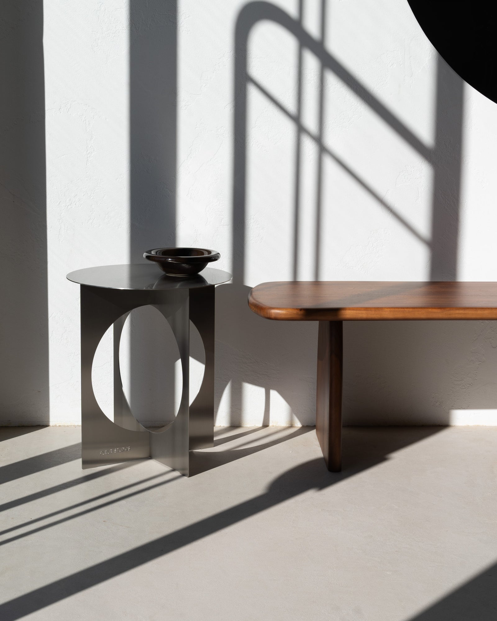 Palermo Brushed Stainless Steel Side Table - Fleur Studios