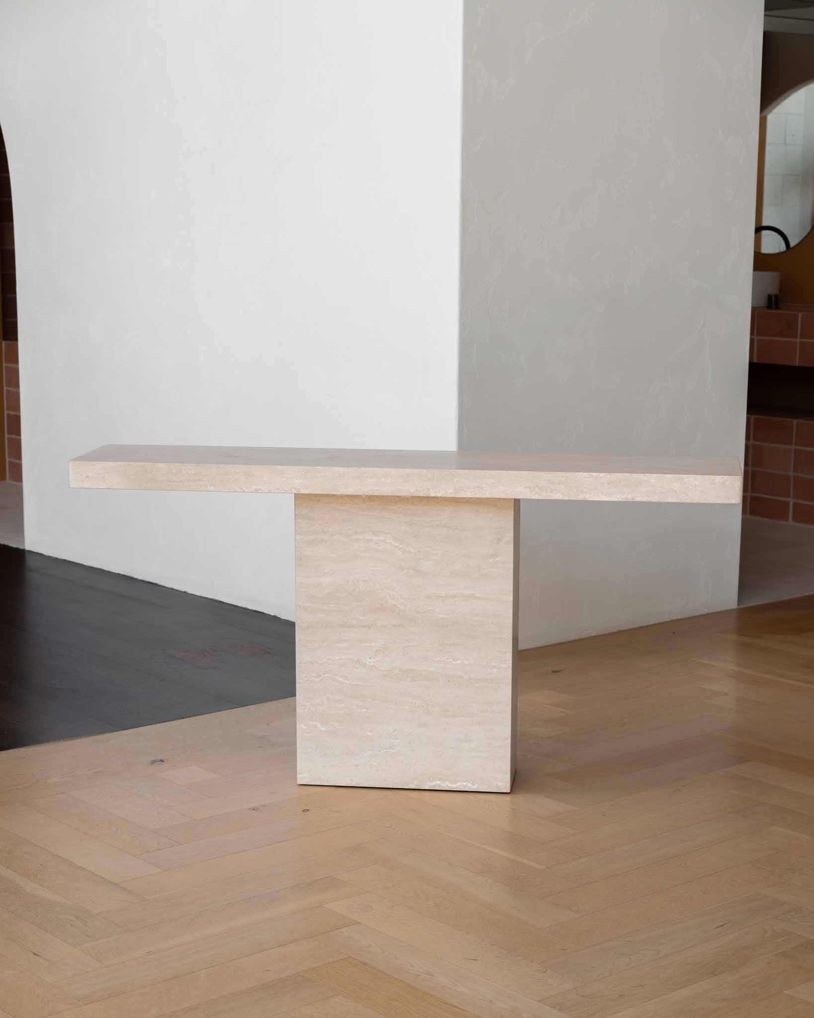 Gino Rectangle Console Cream Travertine - Fleur Studios