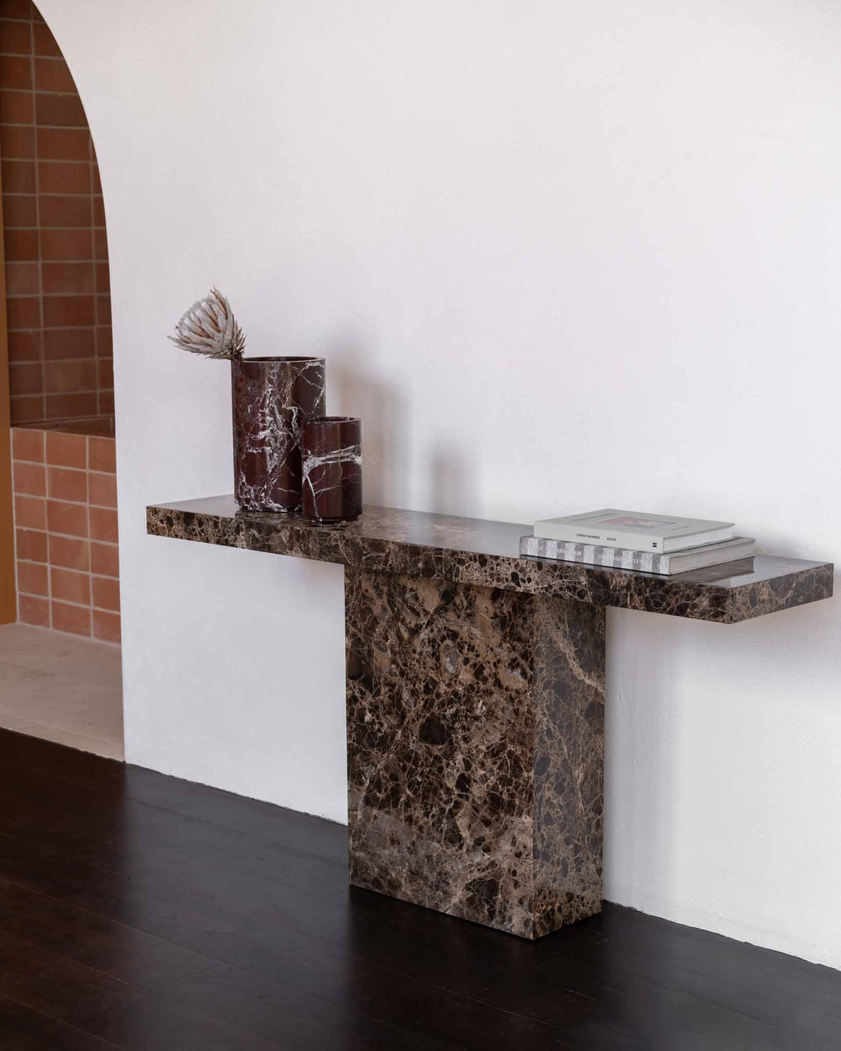 Gino Rectangle Console Chocolate Marble - Fleur Studios