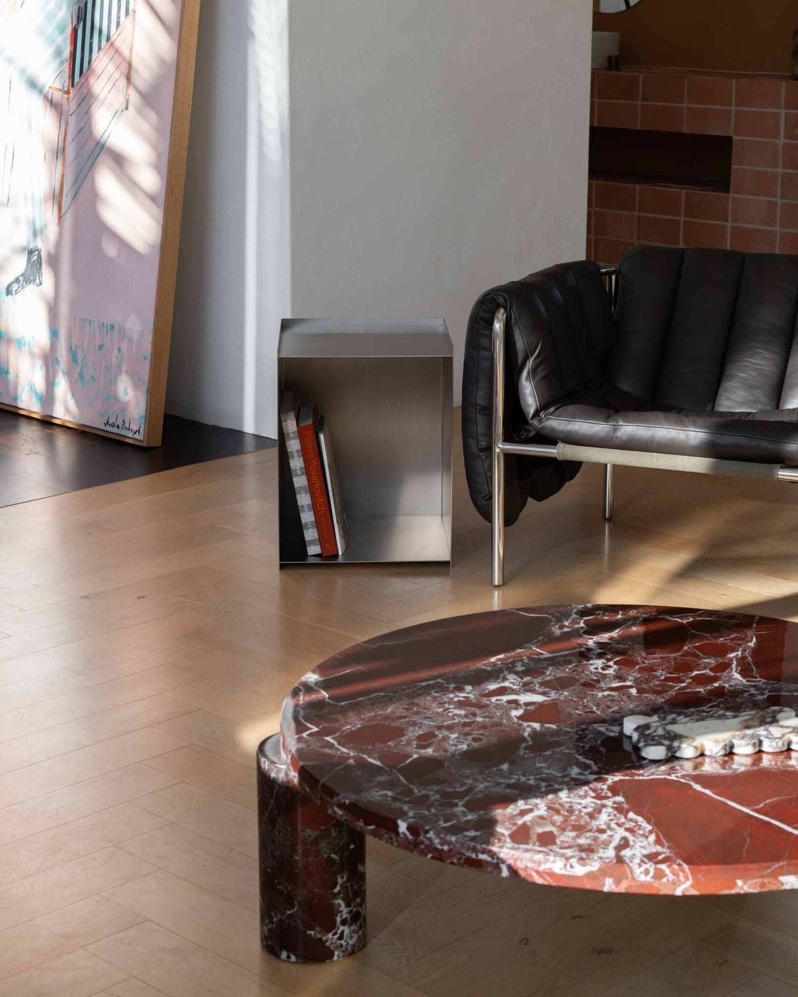 Milano Brushed Steel Side Table | Fleur Studios