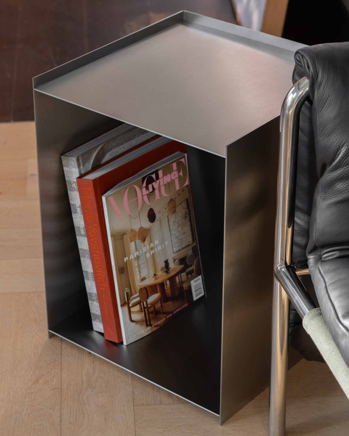 Milano Brushed Steel Side Table | Fleur Studios