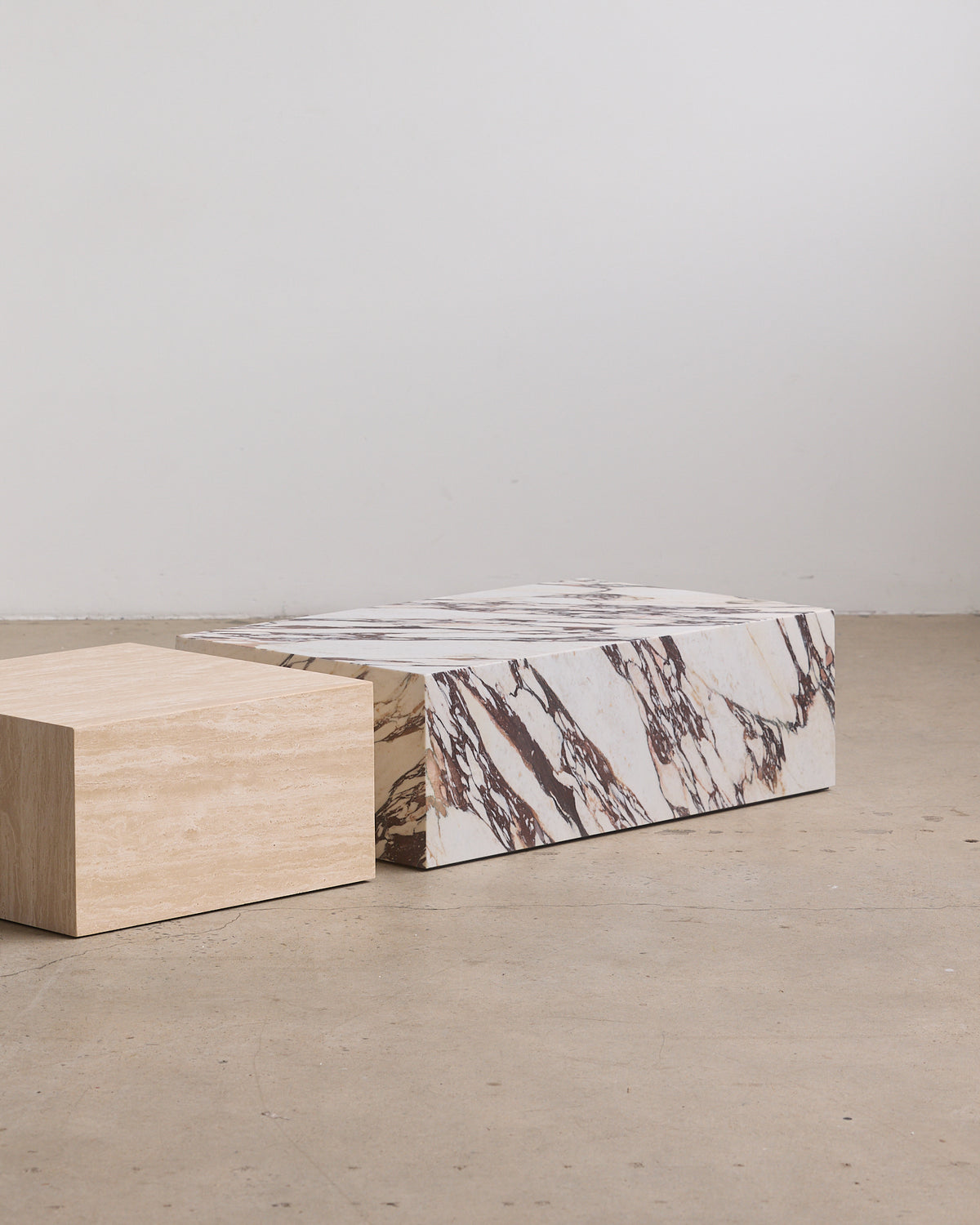 Plinth Rectangle Marble Coffee Table - Calacatta Viola | Fleur Studios