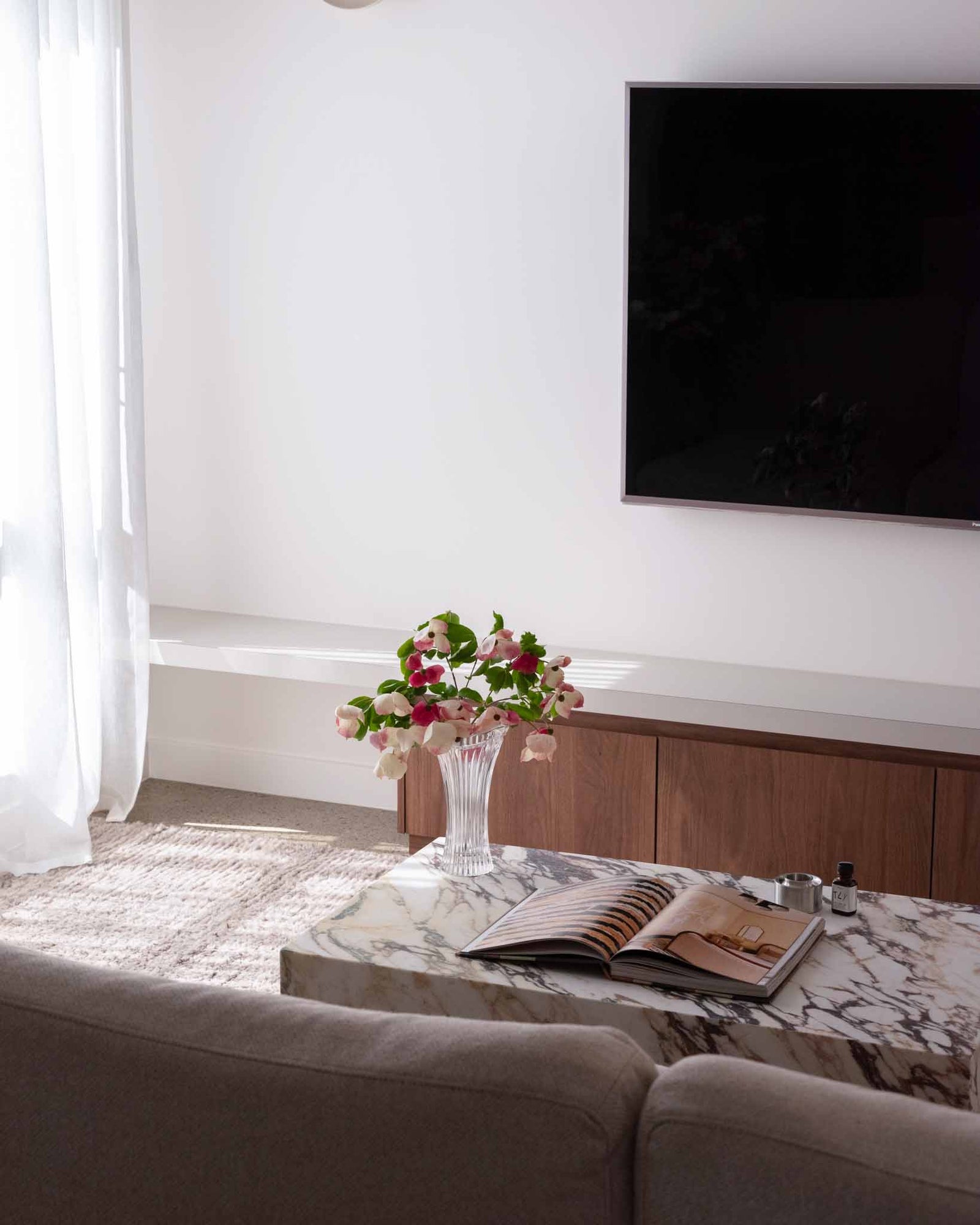 Plinth Rectangle Marble Coffee Table - Calacatta Viola | Fleur Studios