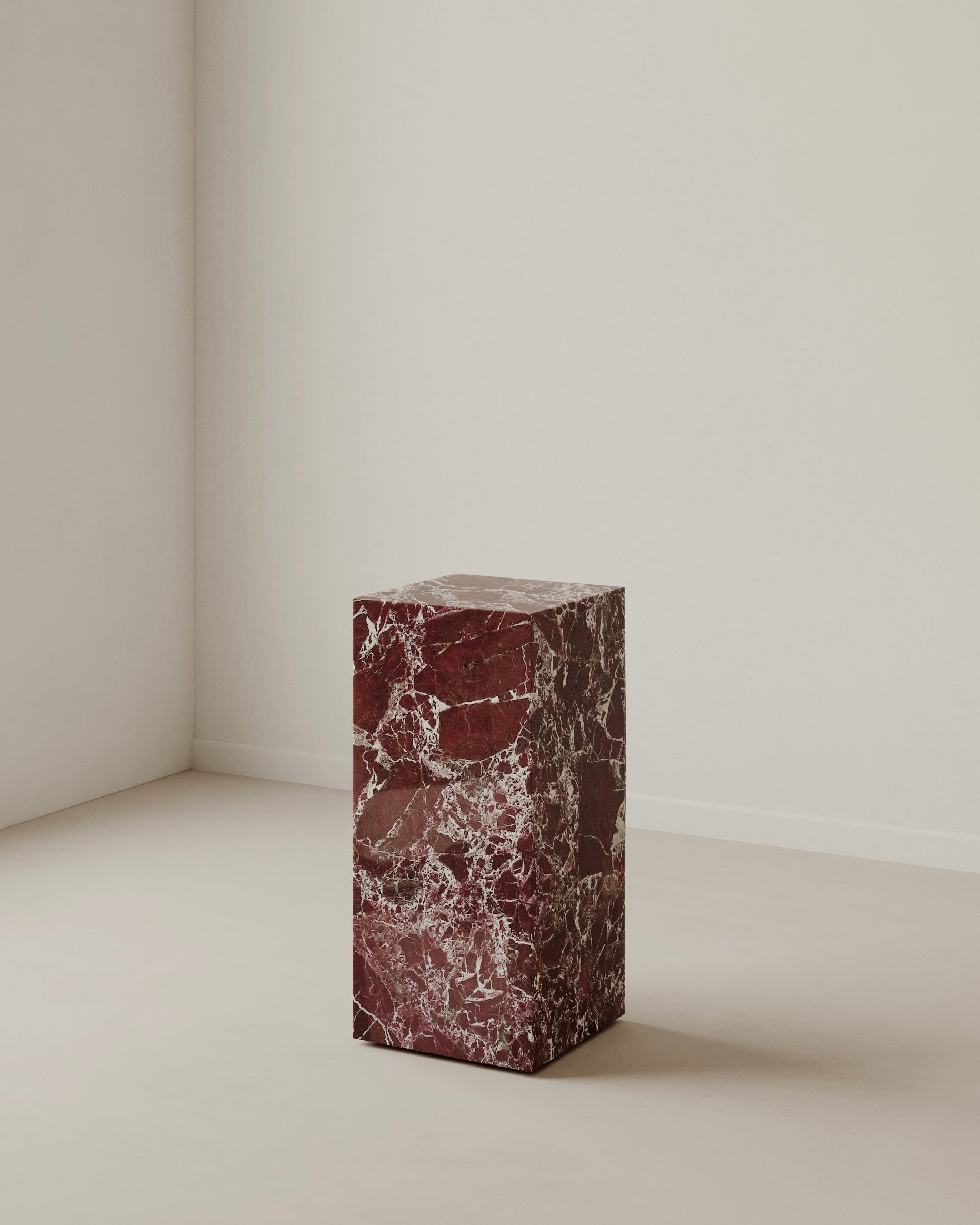Plinth Medium Marble Side Table Rosa Levanto | Fleur Studios