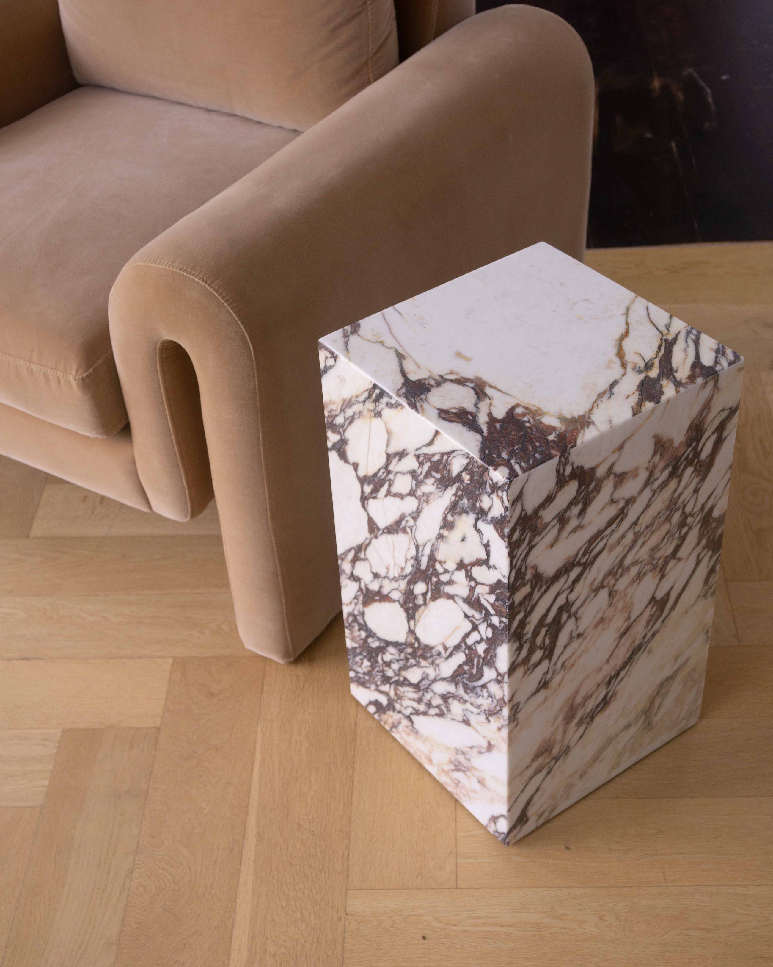 Marble Plinth Small Side Table - Calacatta Viola | Fleur Studios