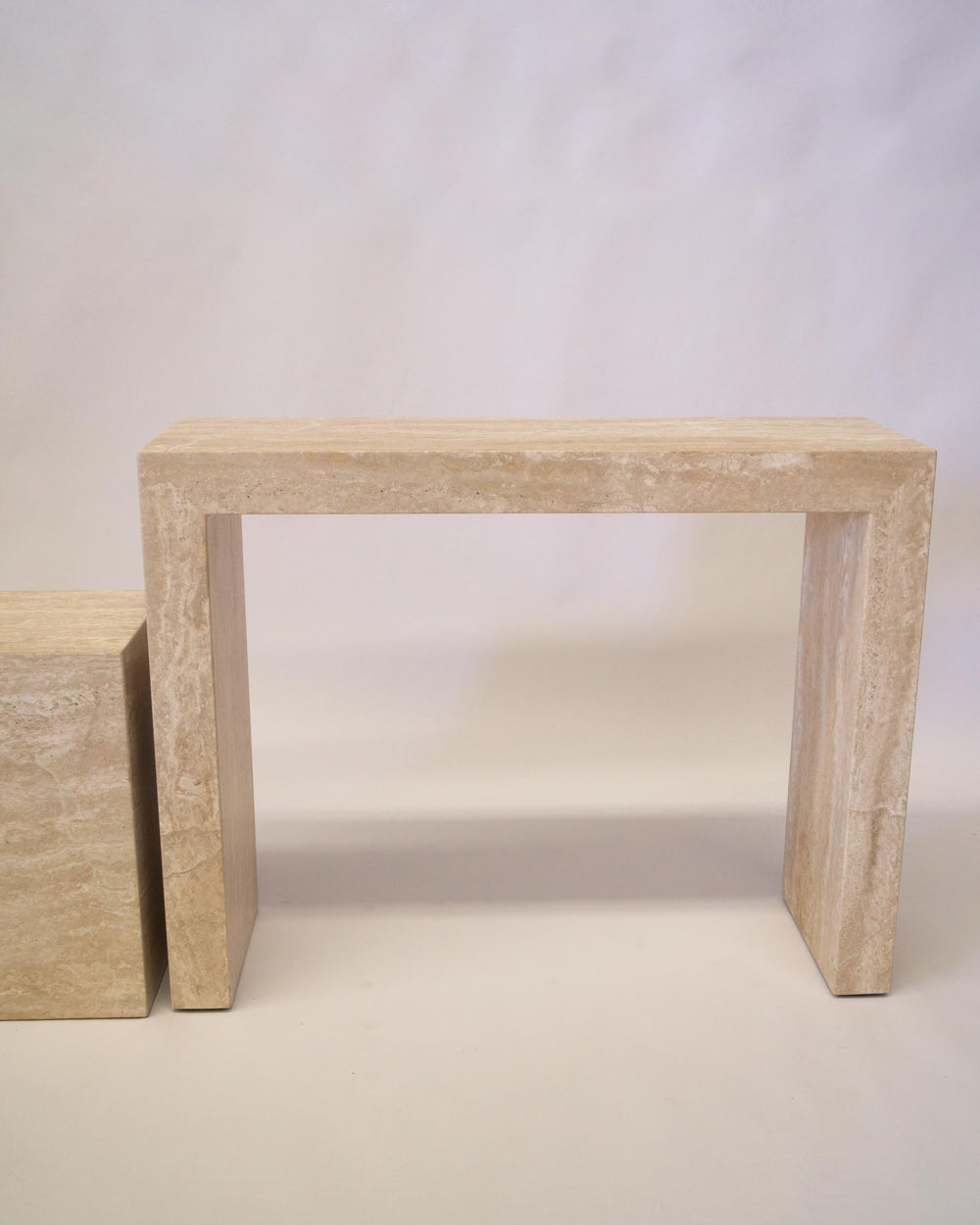 Rectangle Stone Console Table - Cream Travertine | Fleur Studios