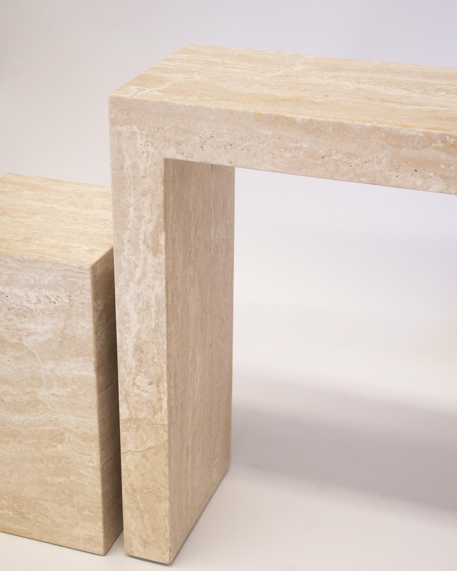 Rectangle Stone Console Table - Cream Travertine | Fleur Studios