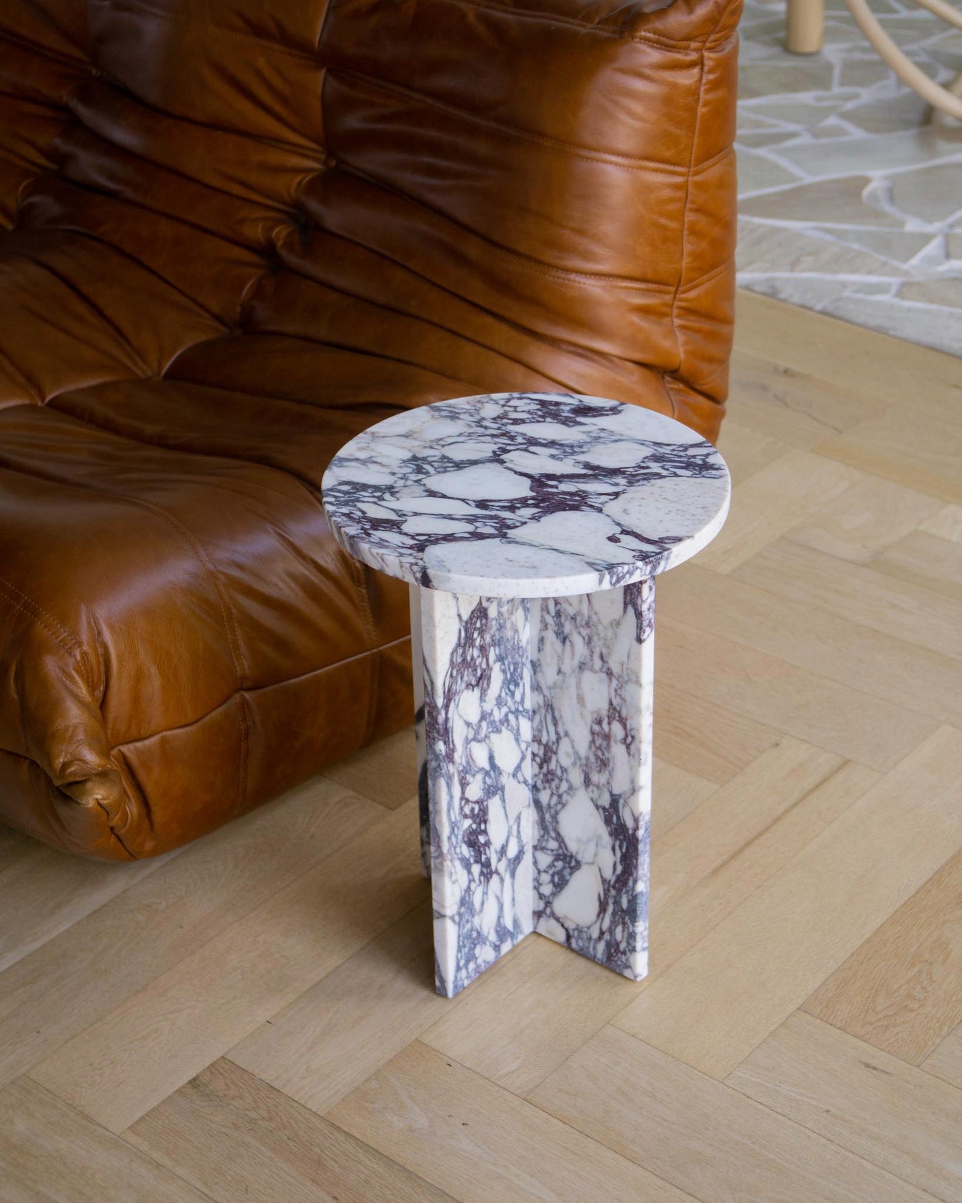 Franca Small Round Marble Side Table - Calacatta Viola | Fleur Studios