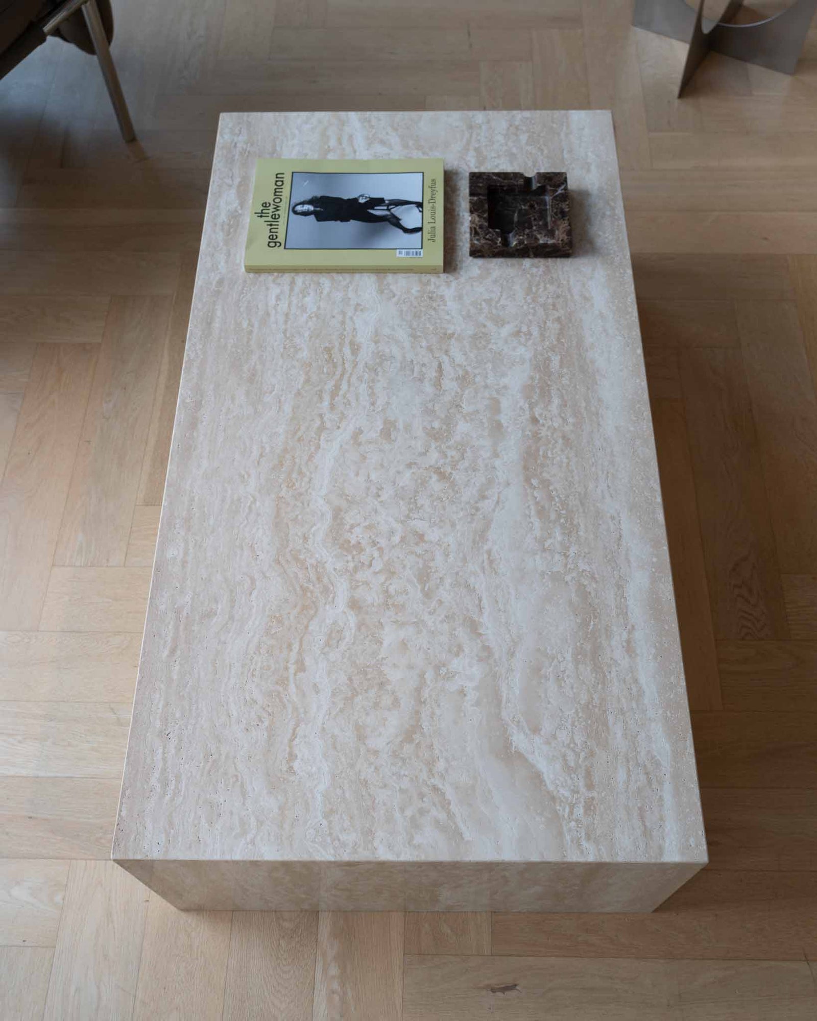 Large Plinth Rectangle Coffee Table - Cream Travertine | Fleur Studios
