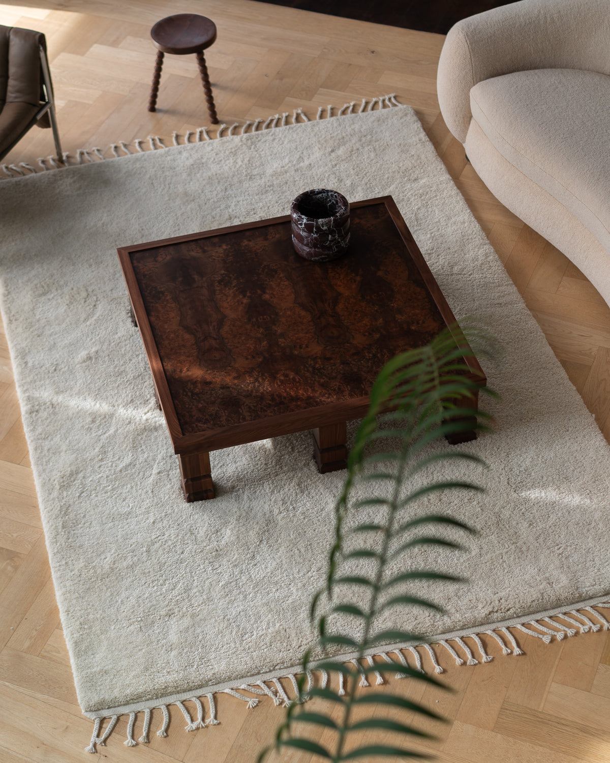 Maya Square Walnut Burl Coffee Table | by Fleur Studios